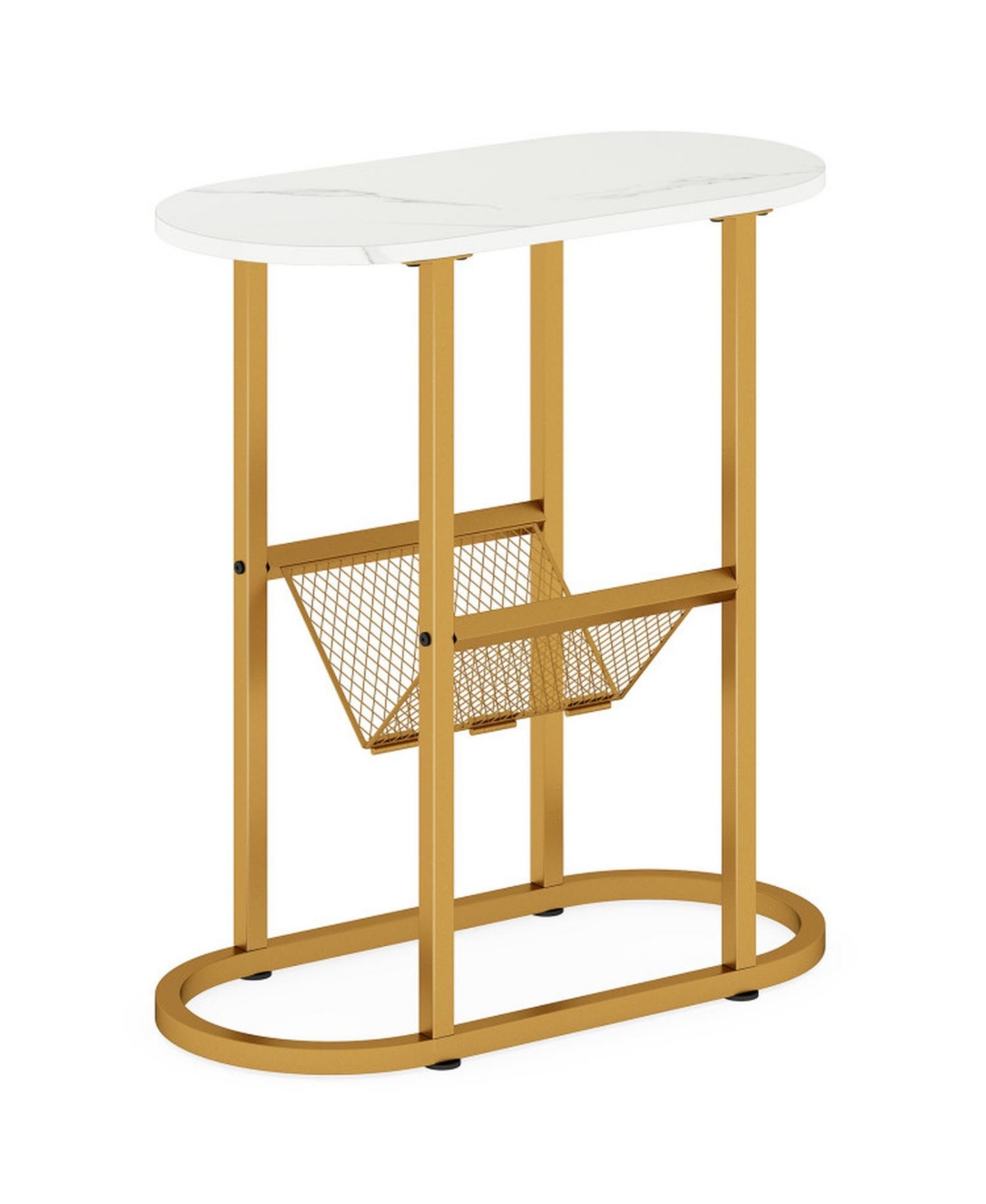 Click here for Gouun 23 in Industrial 2-Tier Oval Side Table with... prices