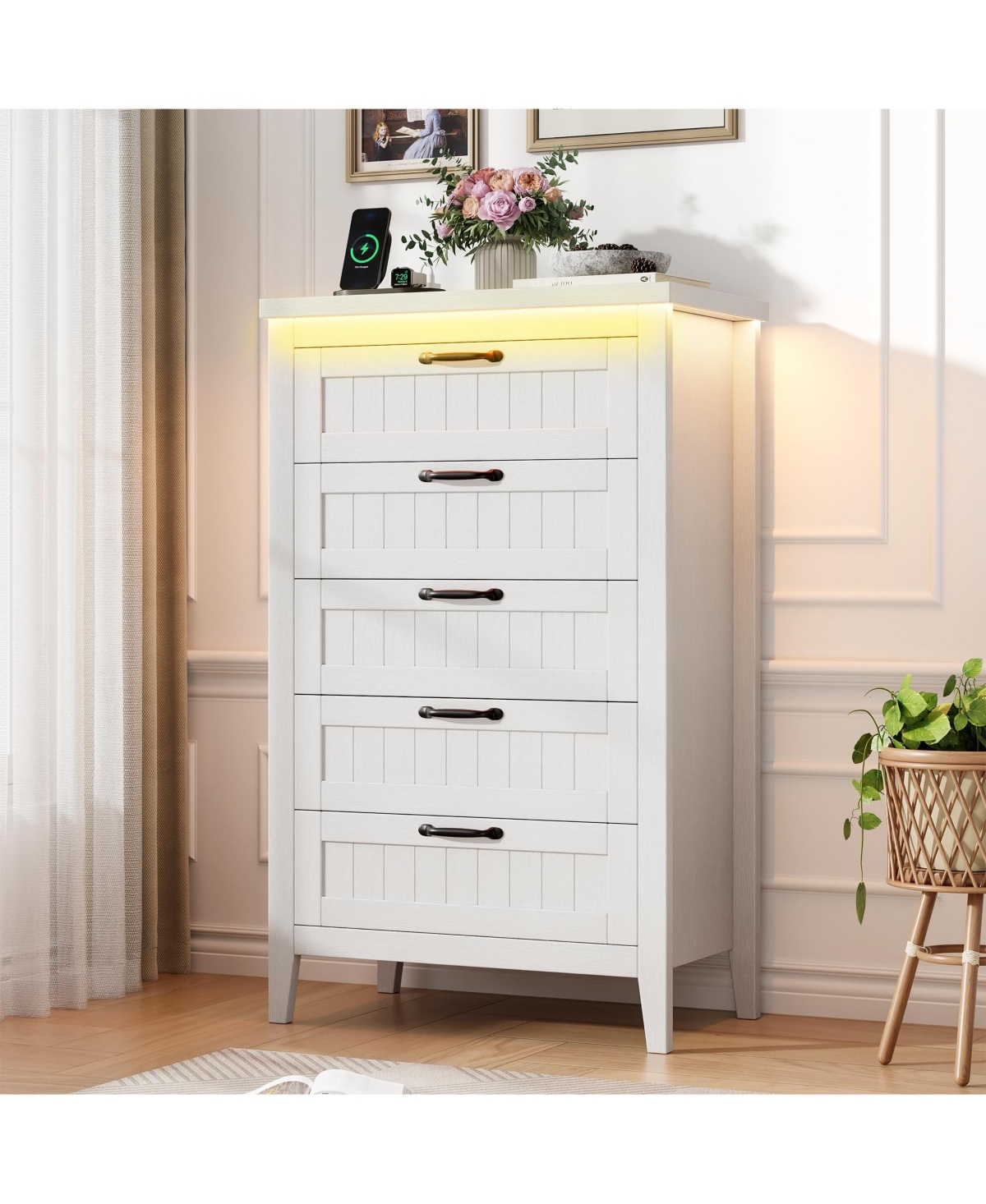 Click here for gaomon Farmhouse Drawer Dresser with Charging Stat... prices