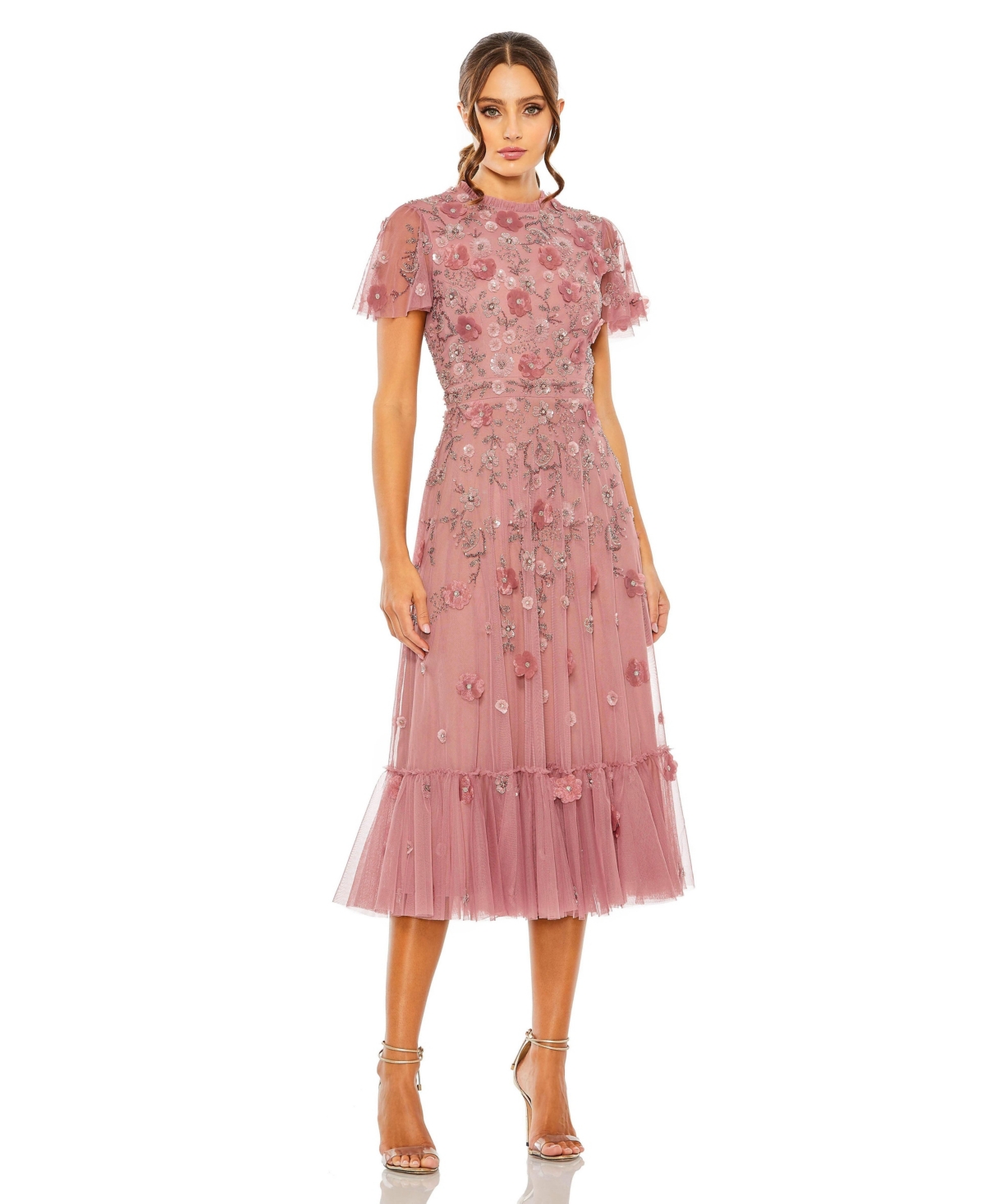 Click here for Mac Duggal Petite Embellished High Neck A-Line Dre... prices