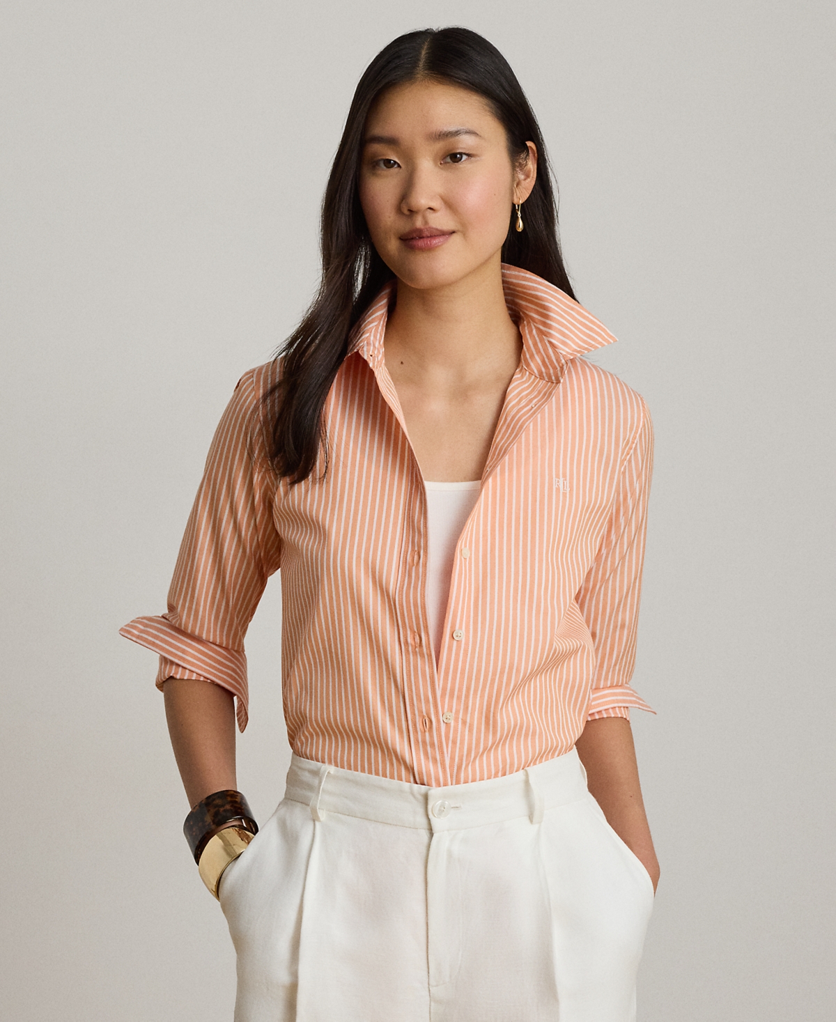 Click here for Lauren Ralph Lauren Petite Point Collar Classic Fi... prices