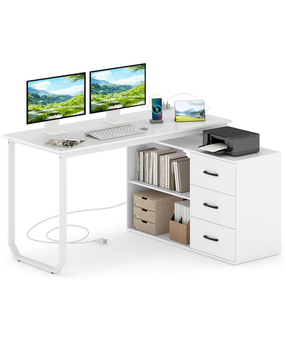 Click here for Slickblue 55" L Desk Reversible with 3 Drawer... prices
