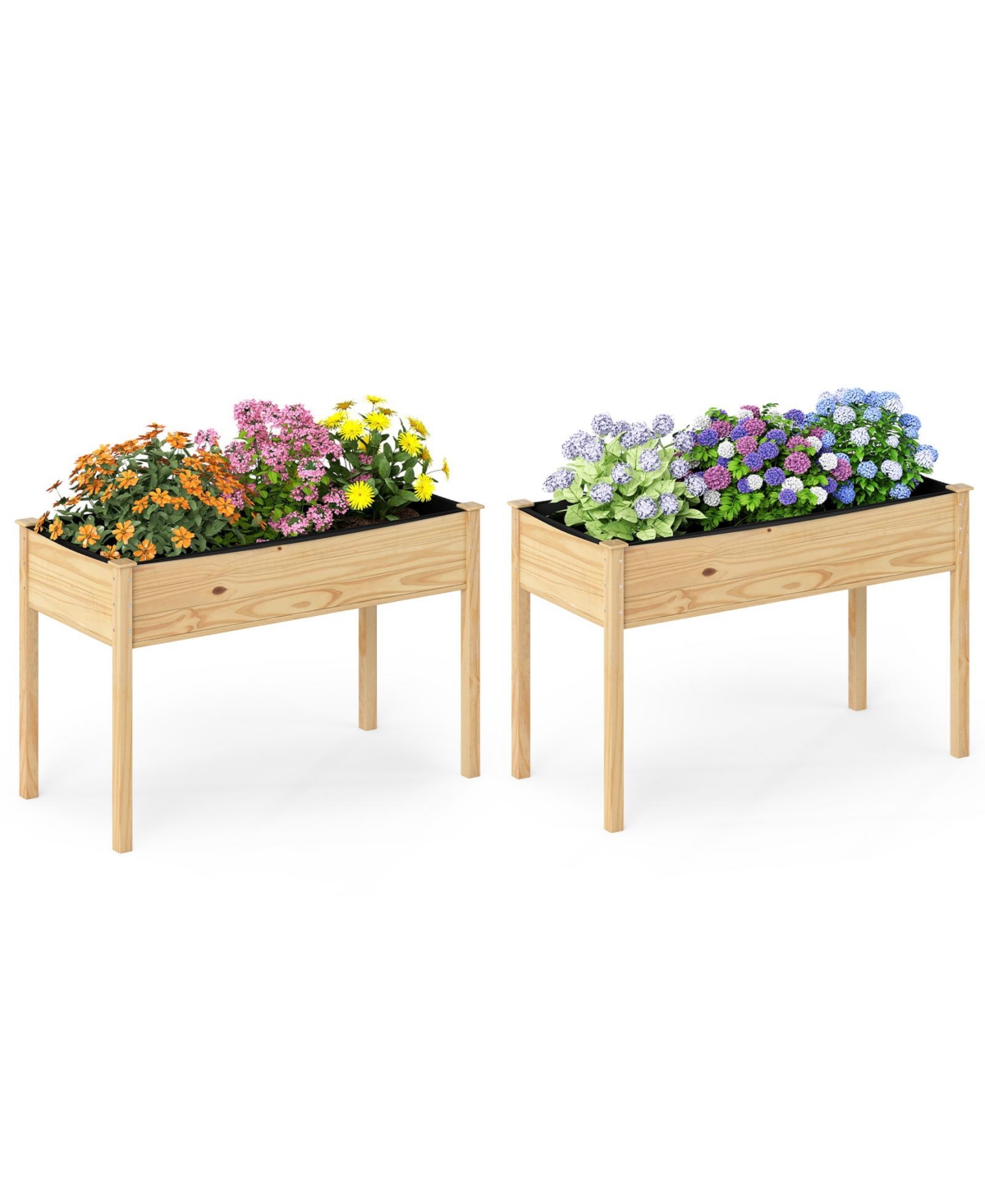 Click here for Gymax 2PCS Wooden Raised Garden Bed w/Legs Liner D... prices