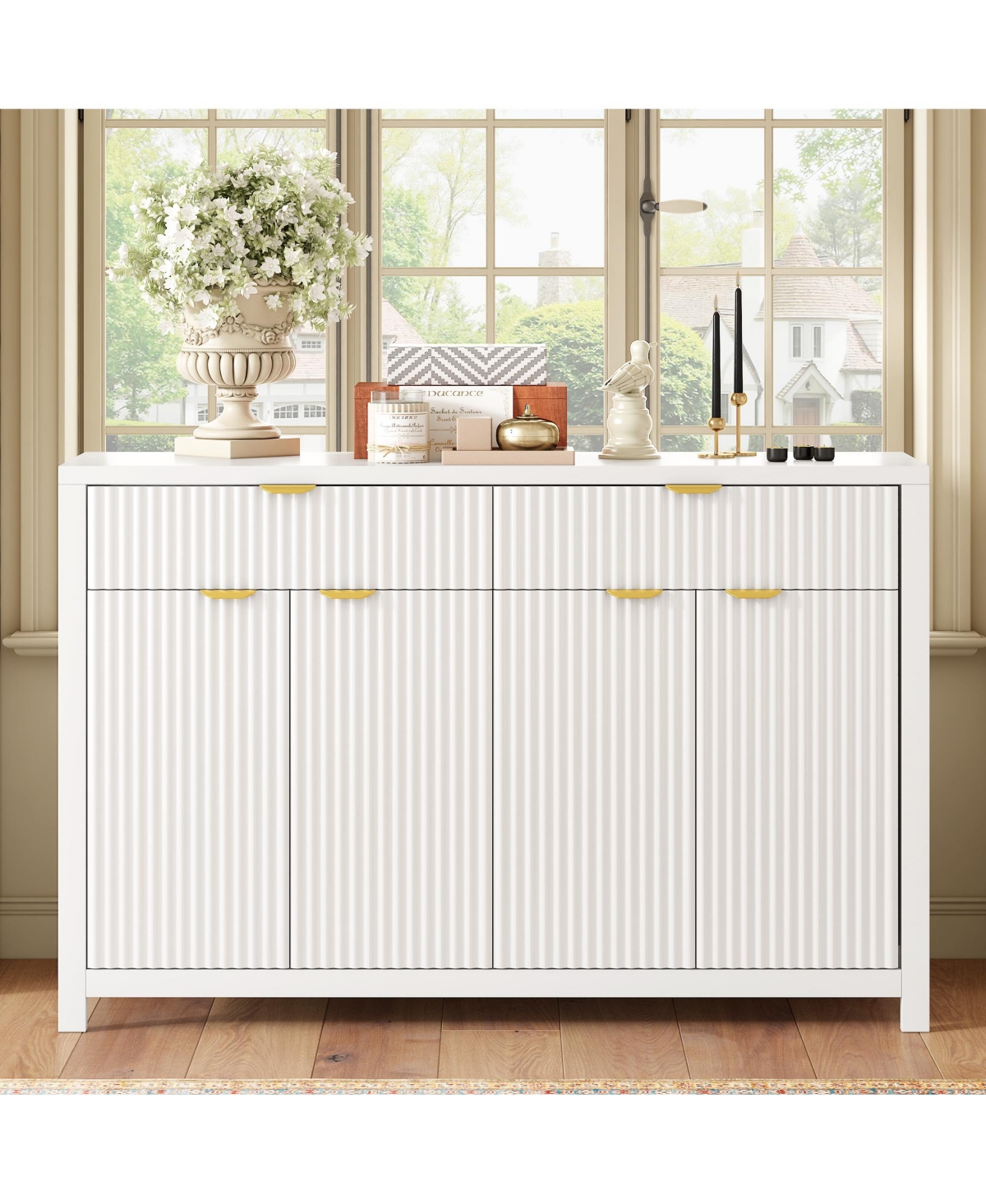 Click here for Rainsken Modern Fluted Sideboard Cabinet  Wood Sto... prices