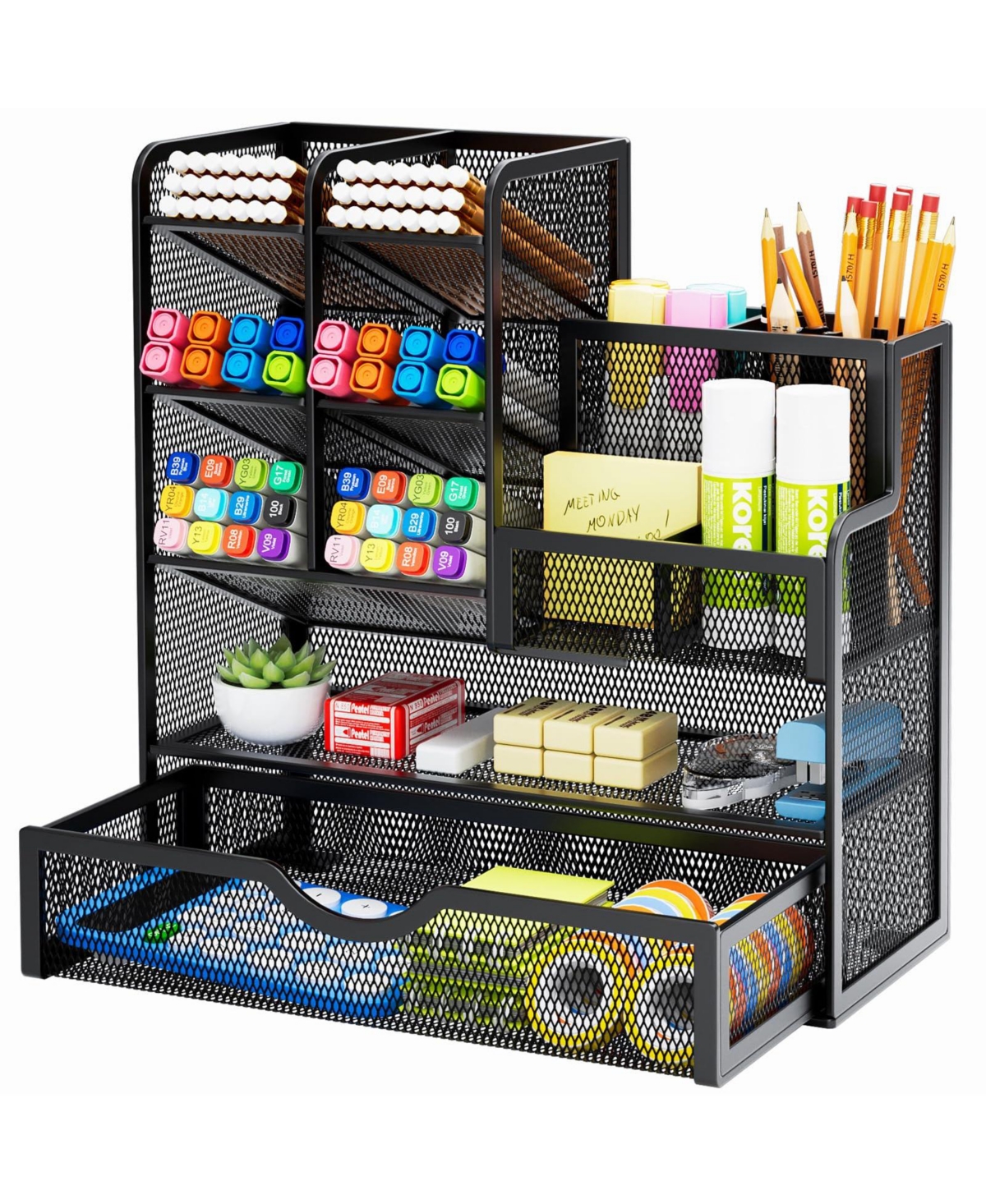 Click here for Gnuadz Mesh Pen Holder with Drawer Organizer - Bla... prices