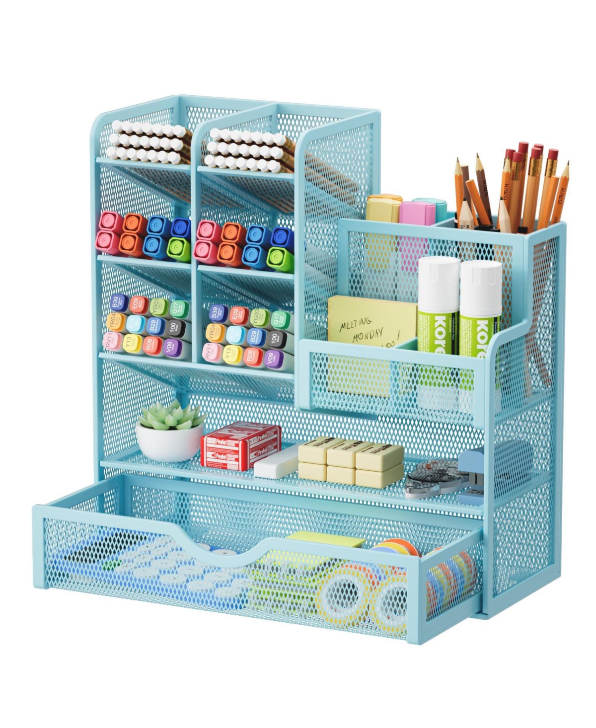 Click here for Gnuadz Mesh Pen Holder with Drawer Organizer - Blu... prices