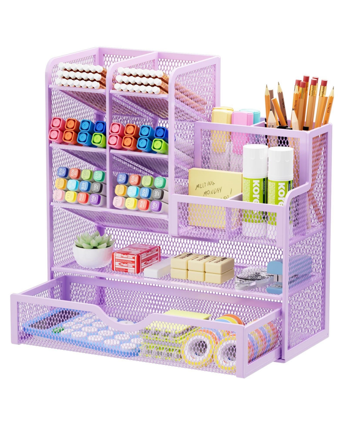 Click here for Gnuadz Mesh Pen Holder with Drawer Organizer - Pur... prices
