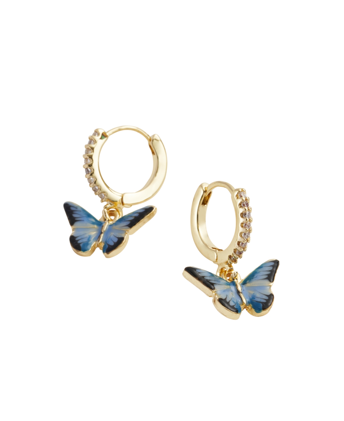 Click here for Fable England Enamel Butterfly Huggie Earrings - M... prices