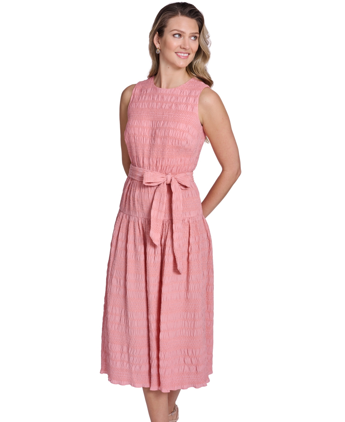 Click here for Jessica Howard Womens Crewneck Belted Midi Dress -... prices