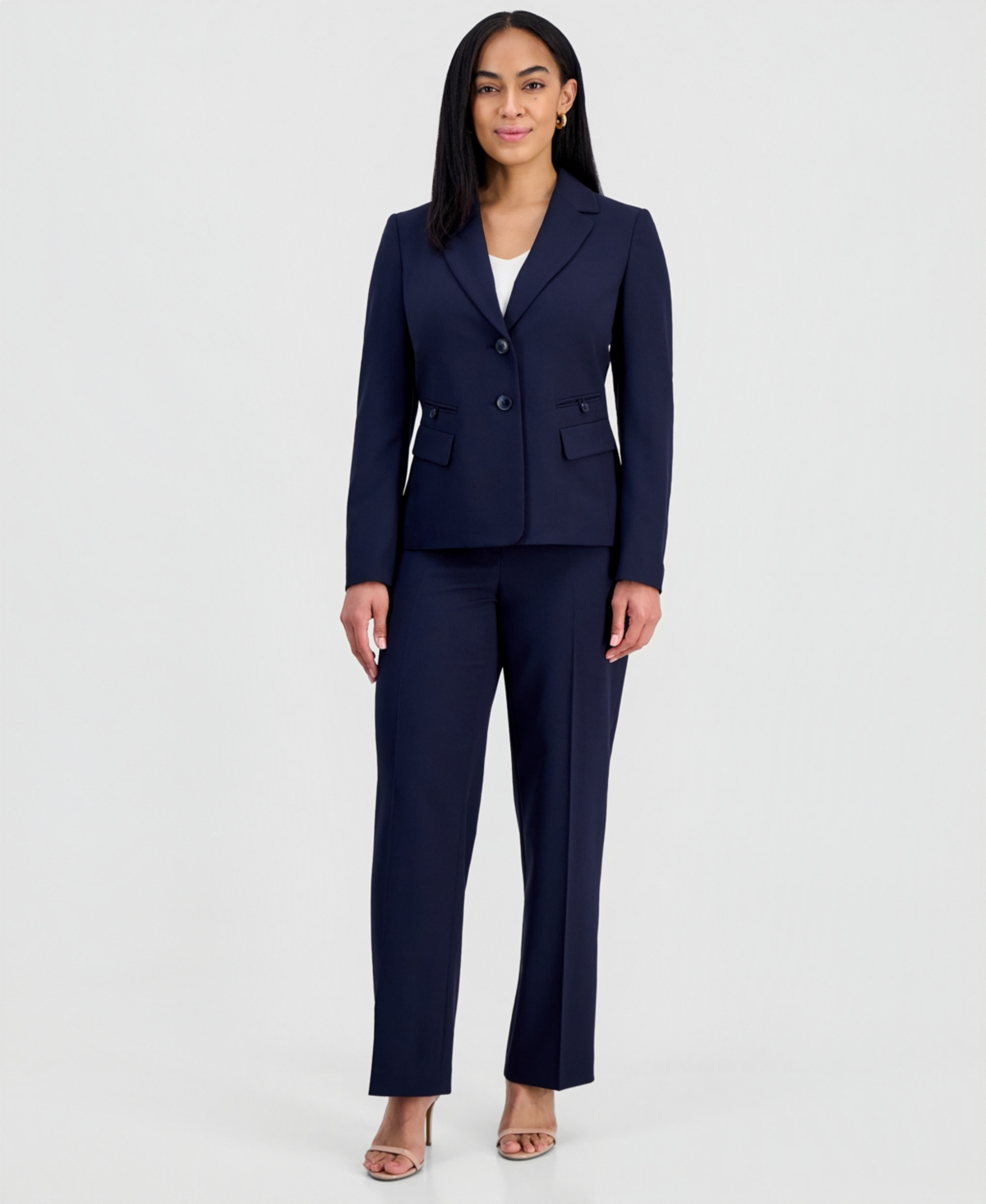 Click here for Le Suit Womens Four-Pocket Jacket & Fly-Front Wide... prices
