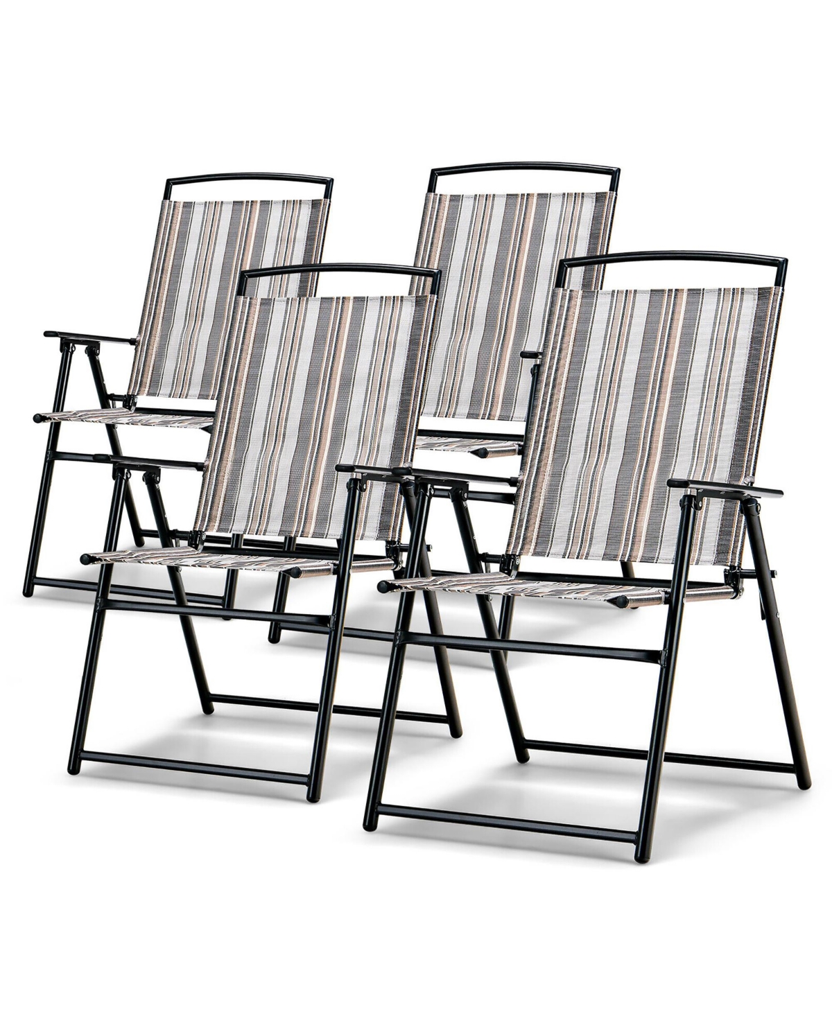 Click here for Gymax Set of 4 Portable Folding Sling Chairs Dinin... prices