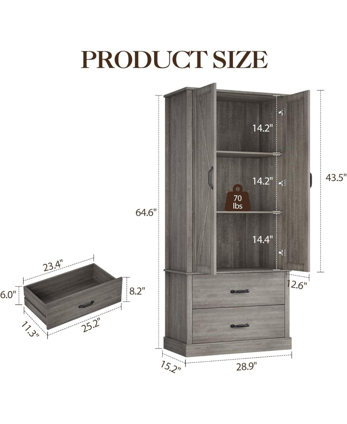 Click here for gaomon Kitchen Pantry Cabinet with Barn Doors draw... prices