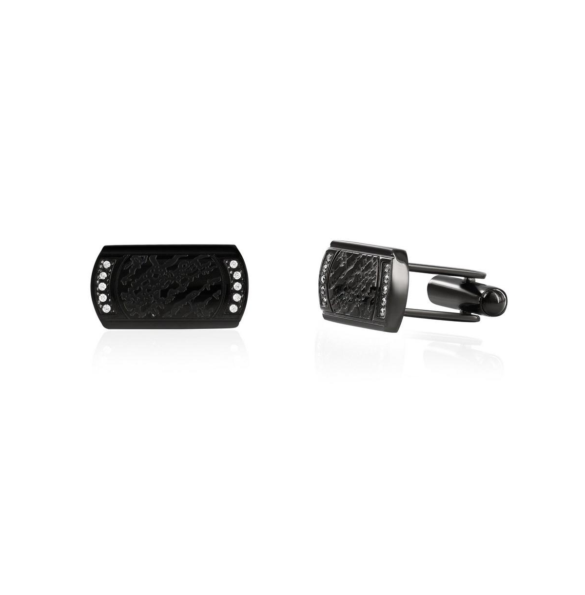 Click here for Metallo Stainless Steel  Textured Cz Cuff Links -... prices