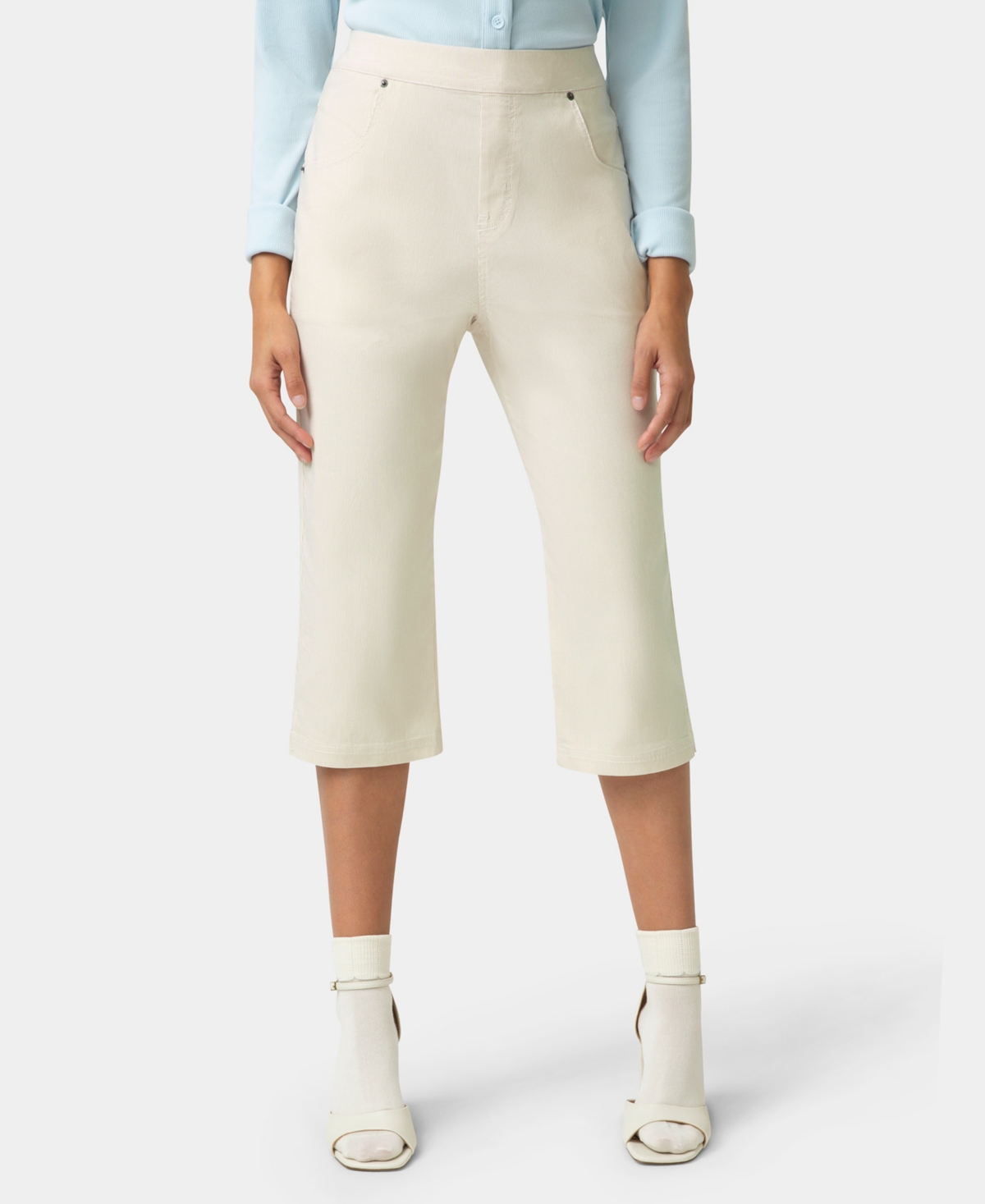 Click here for Hue Womens Spring Stripe Pedal Pusher - Taupe prices