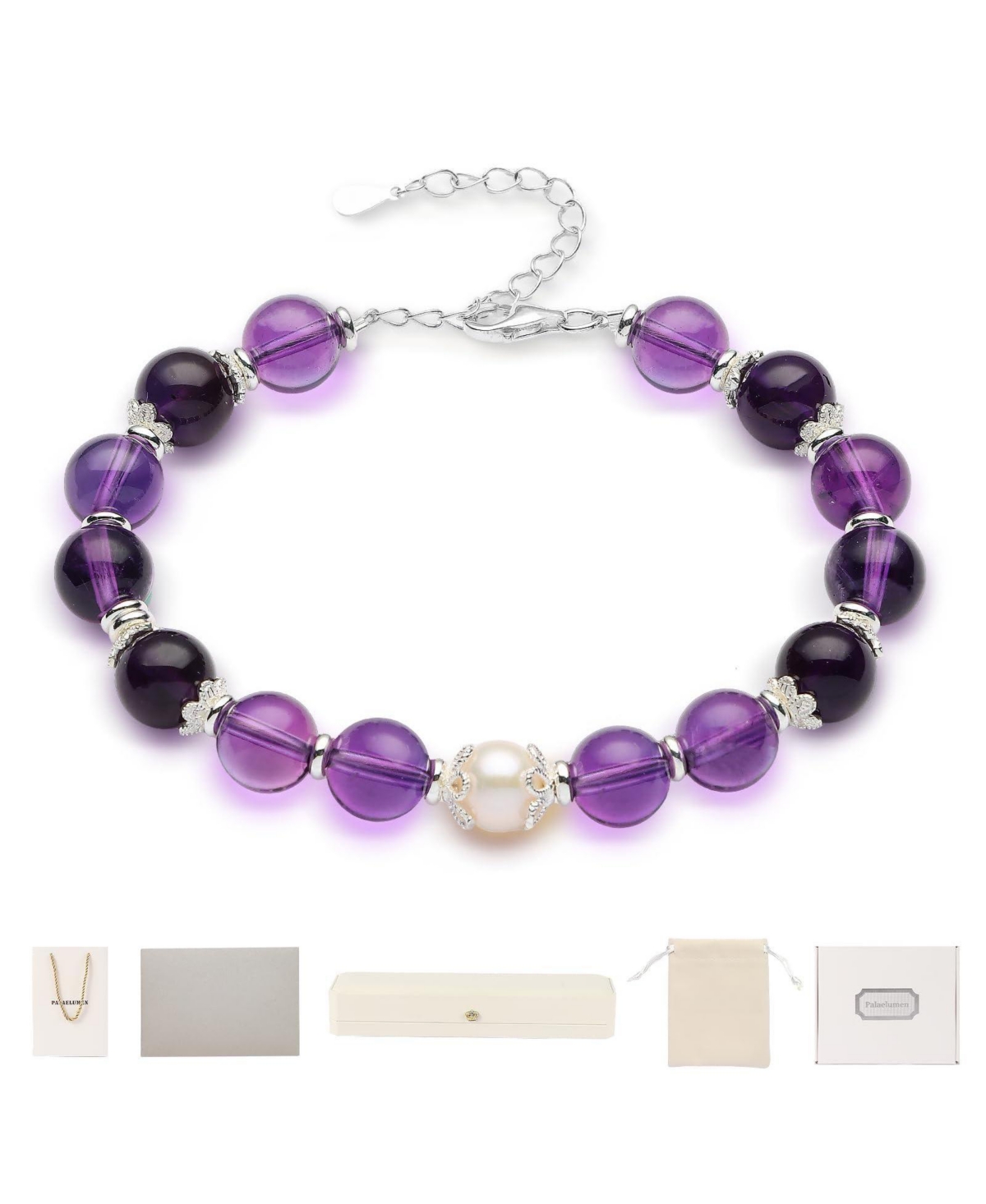Click here for Gnuadz 8mm Certified Amethyst Bracelet Gift Set St... prices