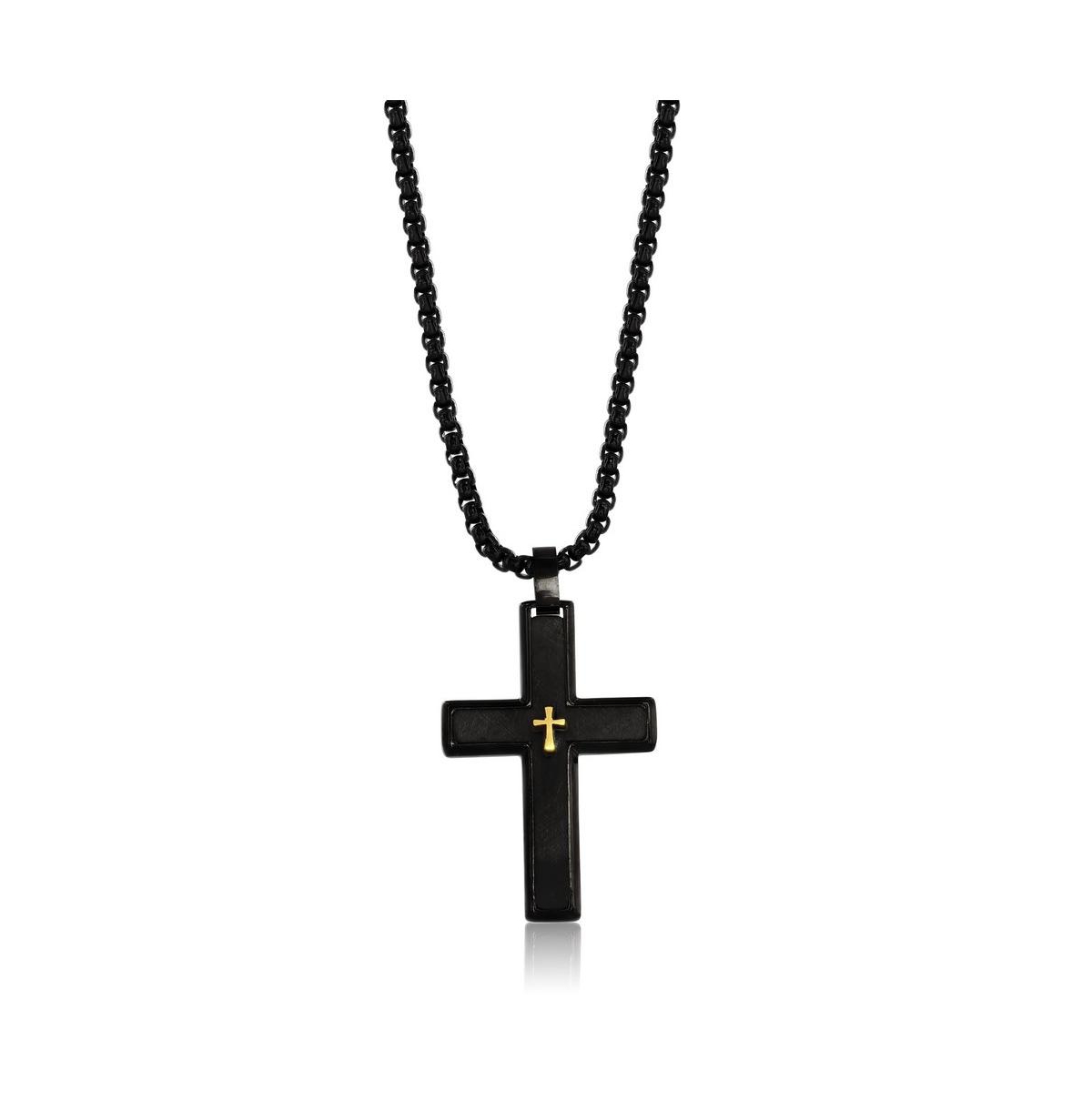 Click here for Metallo Stainless Steel Gold Brushed Cross Necklac... prices