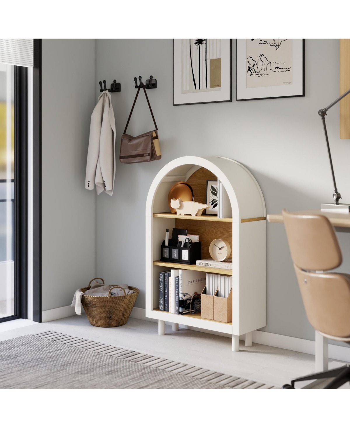 Click here for Flynama Arched Top 3 Tier Wooden Storage Bookcase... prices