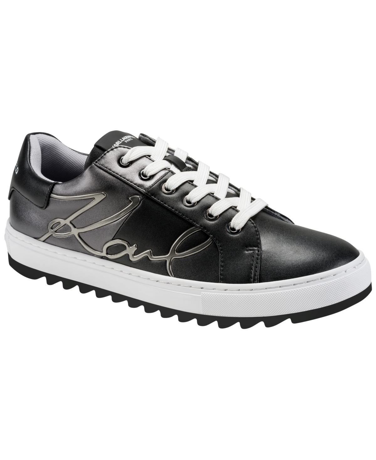 Click here for Karl Lagerfeld Mens Lace-Up Sneakers - Black/Gun m... prices