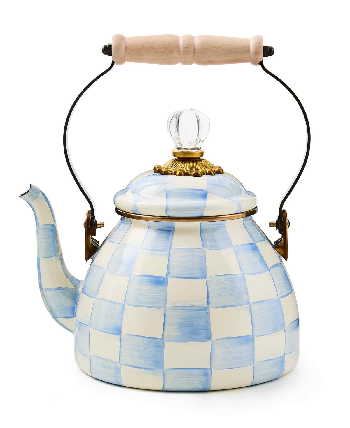 Click here for MacKenzie-Childs Check 2-Quart Tea Kettle - Sky Bl... prices