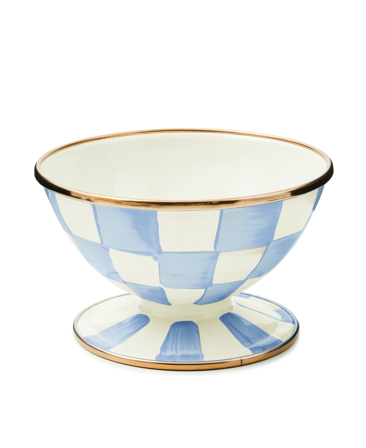 Click here for MacKenzie-Childs Sky Blue Check Ice Cream Dish - S... prices