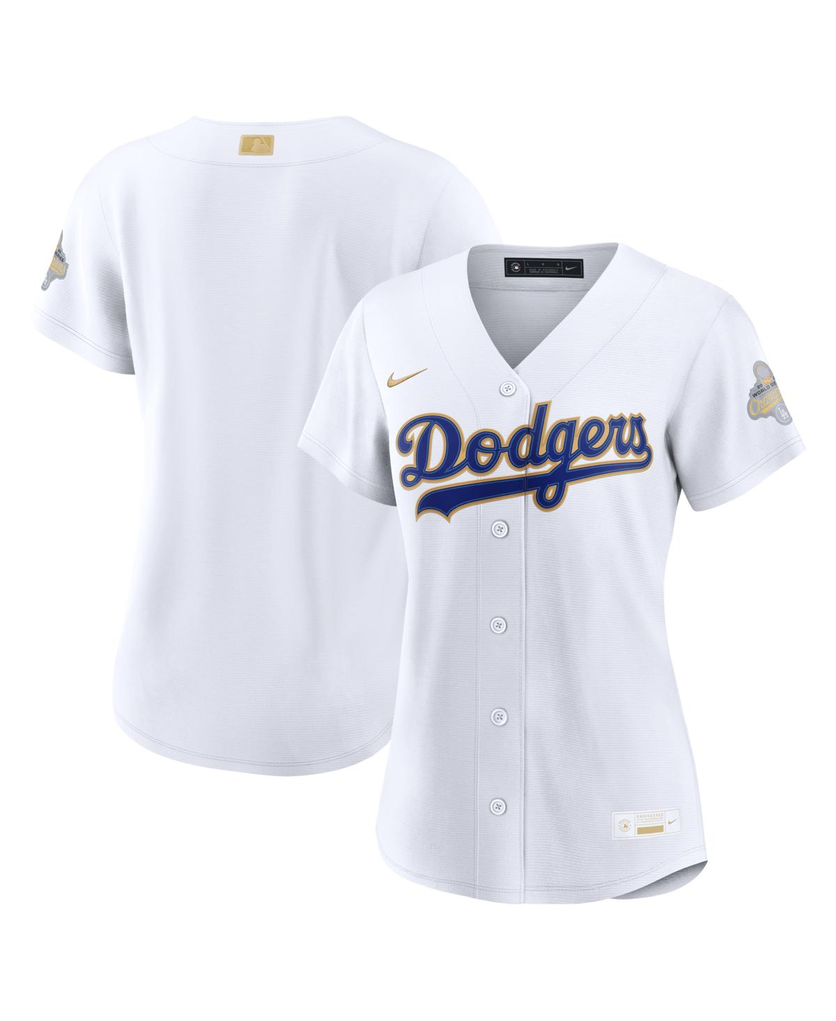 Click here for Nike Womens White Los Angeles Dodgers 2026 Gold Co... prices