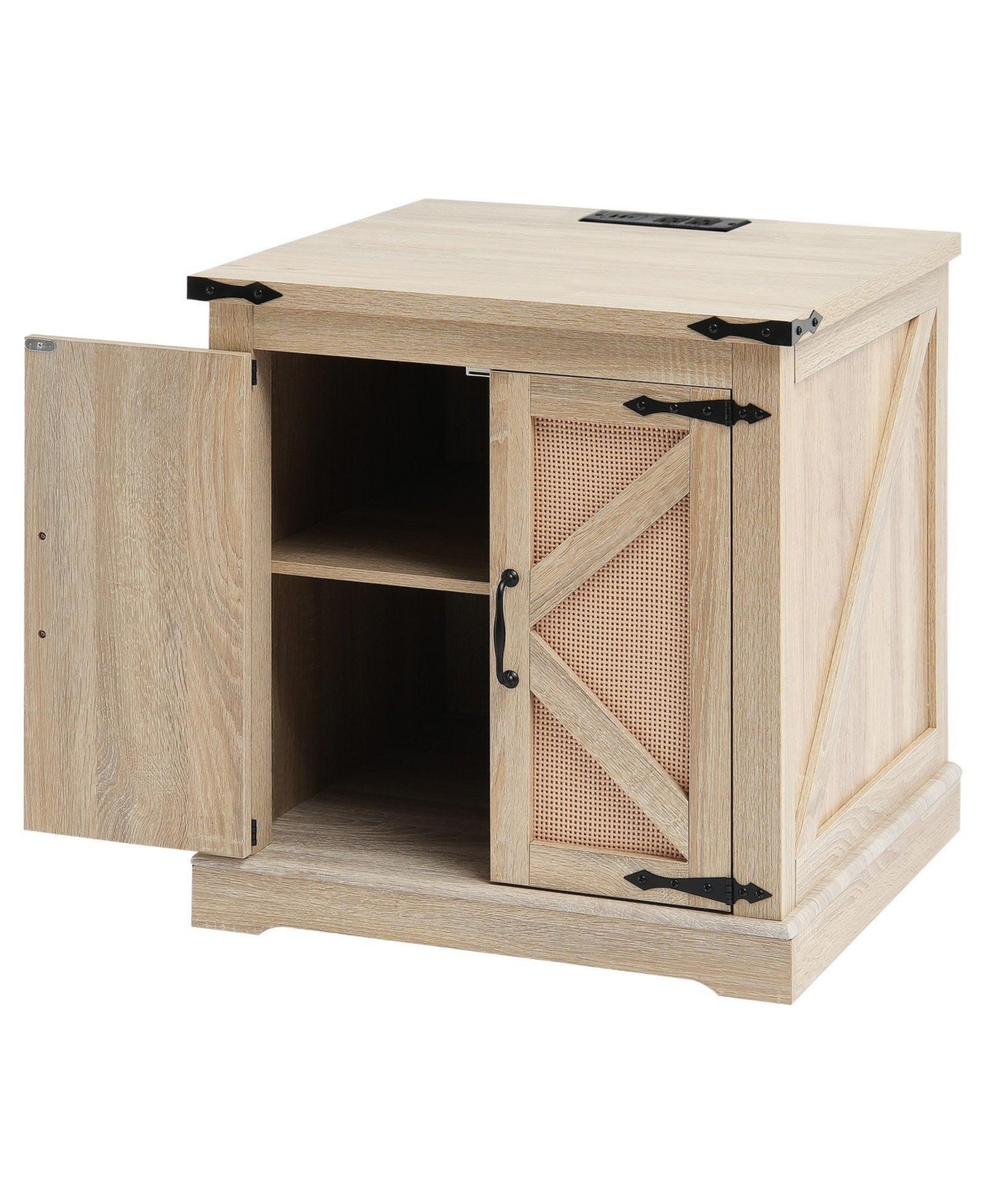 Click here for Gouun Farmhouse Rattan Storage End Table 24-Inch w... prices