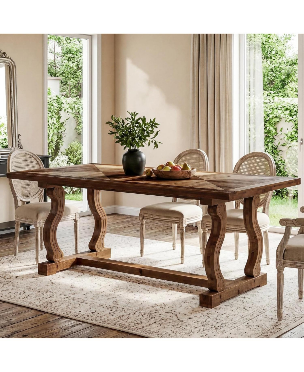 Click here for Tribesigns Solid Wood Dining Table for 4-6 People... prices