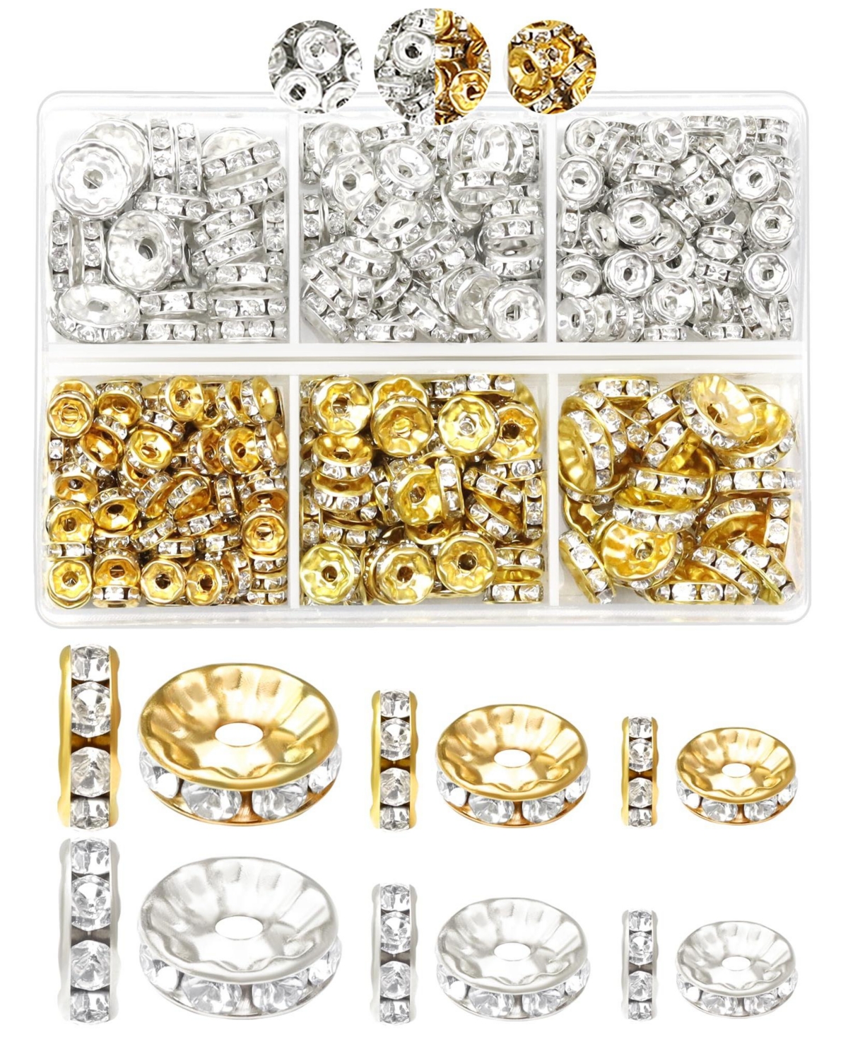 Click here for Gnuadz 300pcs Rondelle Spacer Beads Rhinestone Bea... prices