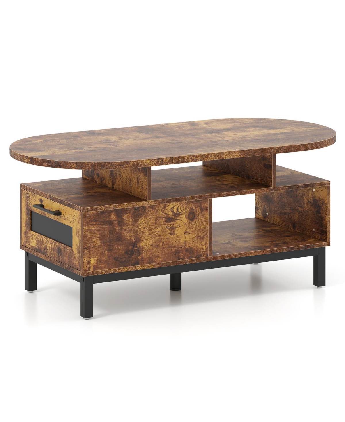 Click here for Gouun 47-Inch Oval Coffee Table with Drawers and O... prices