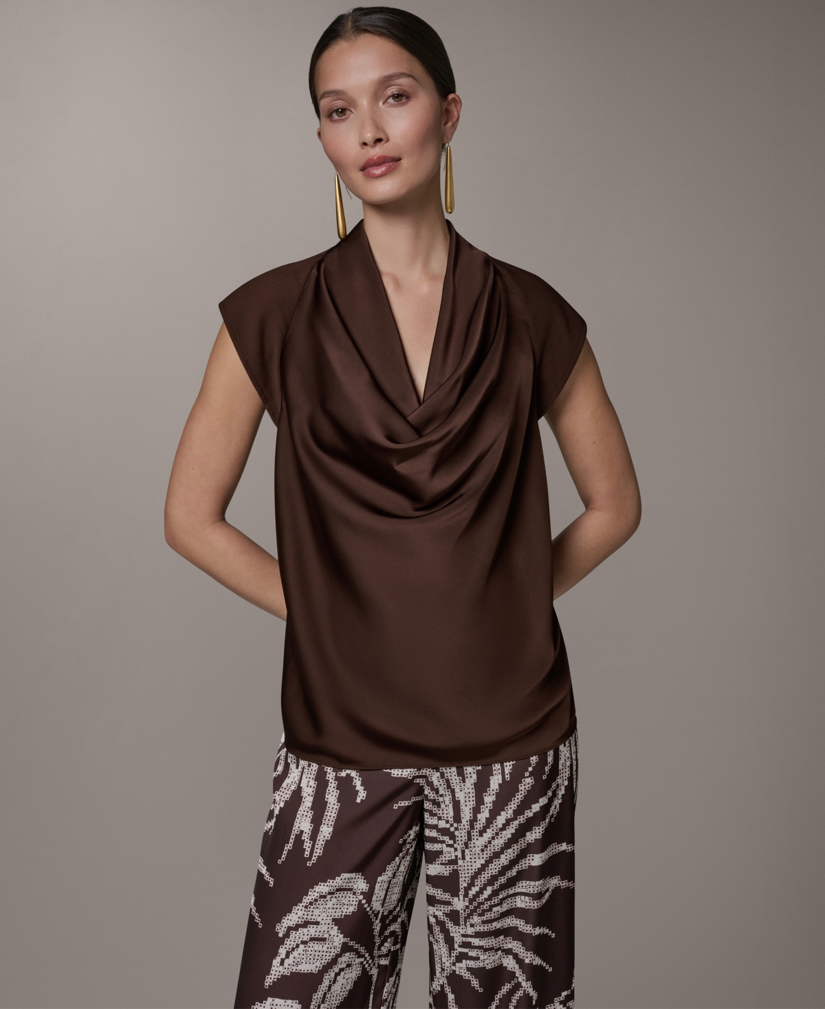 Click here for Donna Karan New York Womens Cowl Neck Top - Canyon prices