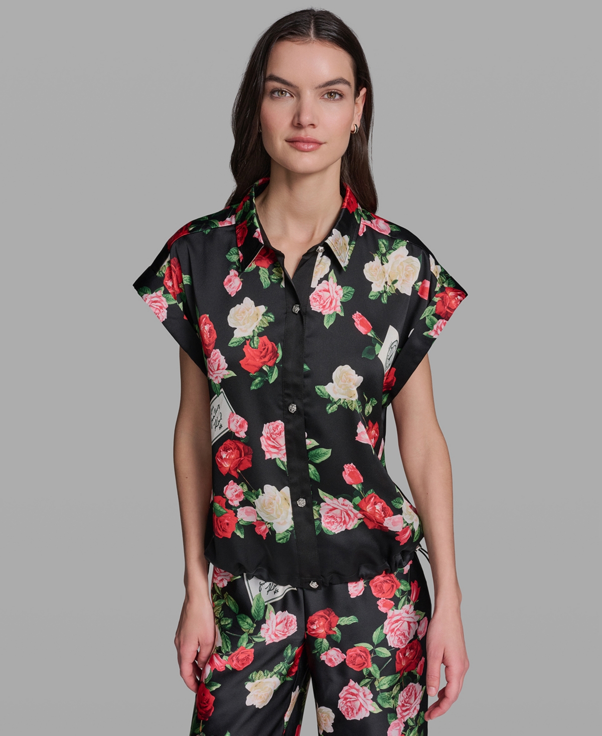 Click here for Karl Lagerfeld Paris Petite Bungee Floral Collared... prices