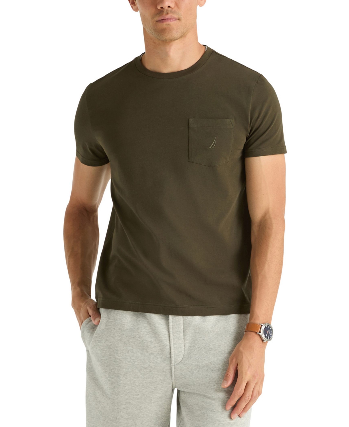 Click here for Nautica Mens Classic-Fit Solid Crew Neck Pocket T-... prices
