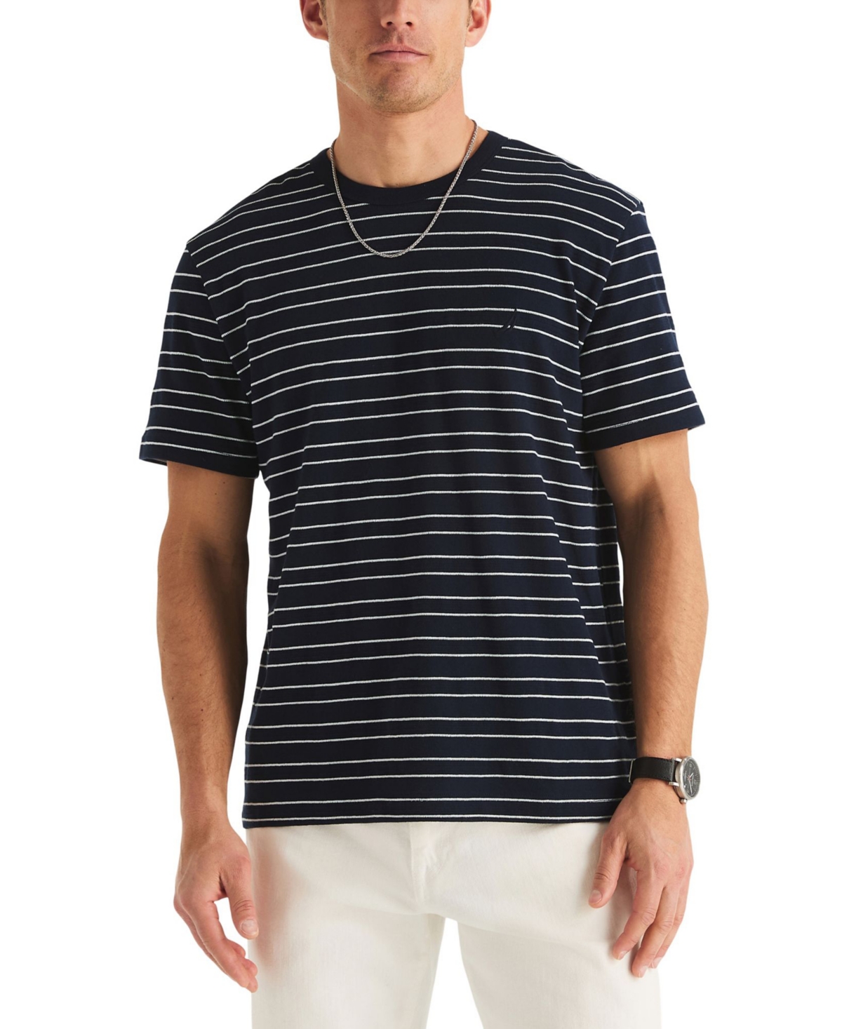 Click here for Nautica Mens Striped Jacquard Cotton Classic-Fit C... prices
