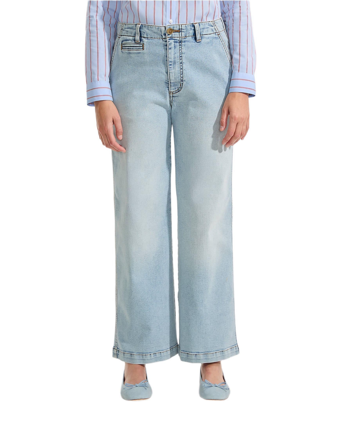 Click here for Lands End Womens Recover Denim Mid Rise Wide Leg A... prices