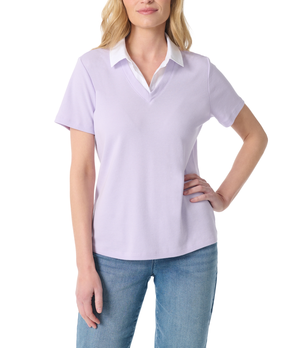 Click here for Gloria Vanderbilt Womens Point-Collar Short-Sleeve... prices