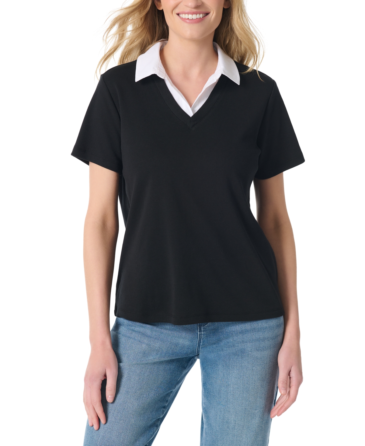 Click here for Gloria Vanderbilt Womens Point-Collar Short-Sleeve... prices