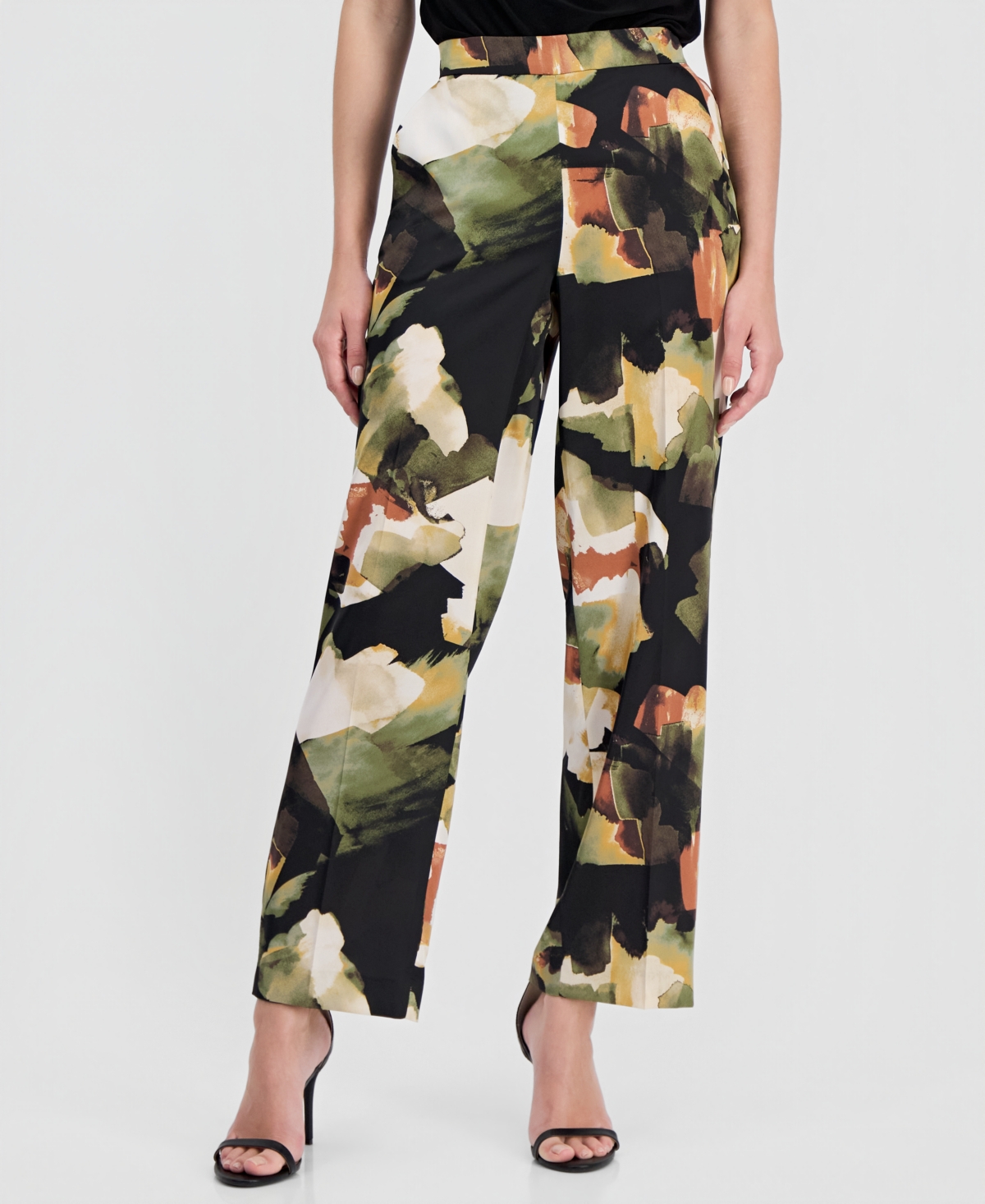 Click here for Anne Klein Womens Printed Pull-On Wide-Leg Pants -... prices