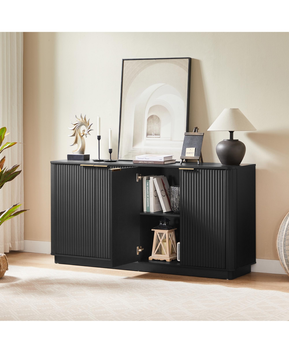 Click here for Rainsken Vertical Stripe Sideboard Buffet Cabinet... prices