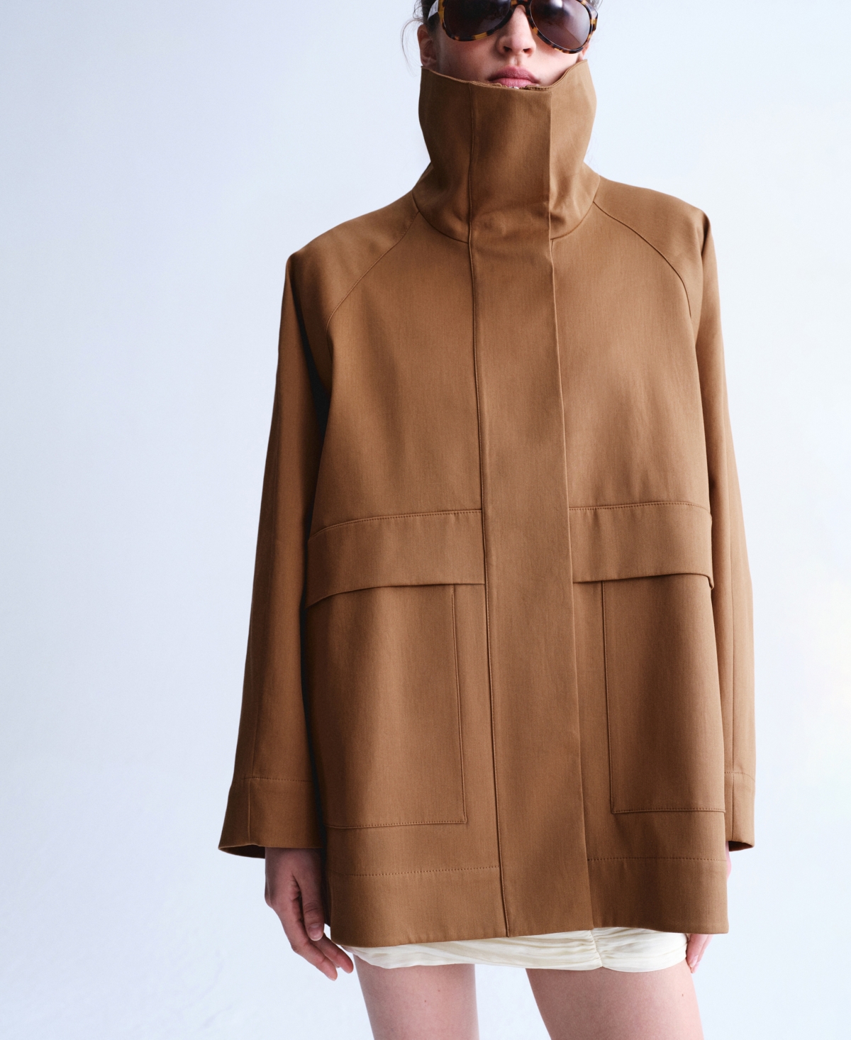 Click here for Selection Mango Womens Oversized Funnel Neck Jacke... prices