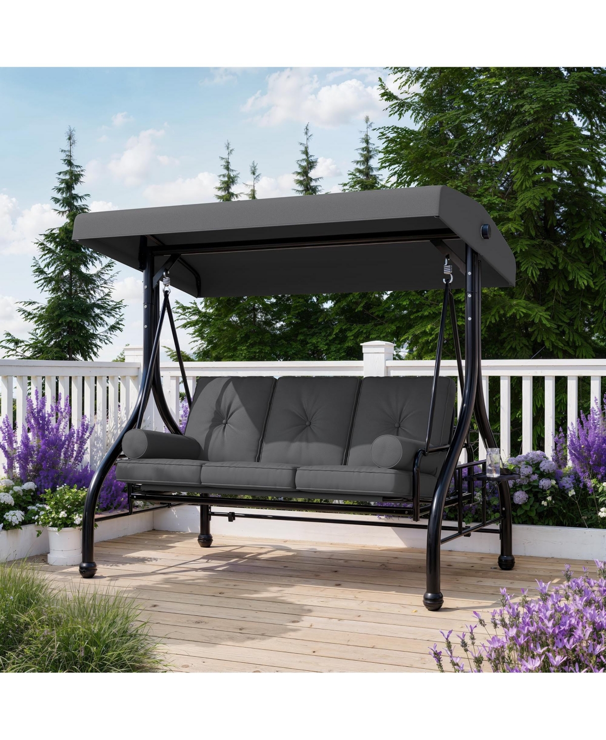 Click here for Homfan 3-seat porch swing with stand  adjustable c... prices