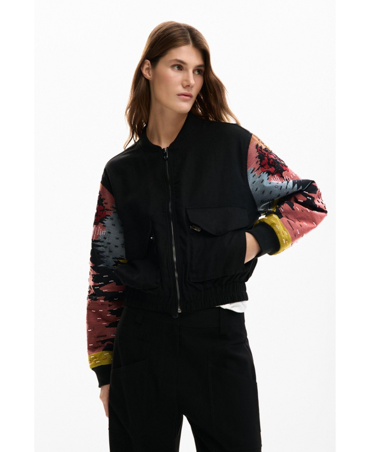 Click here for Desigual Womens Jacket Sleeves Patch - Black prices