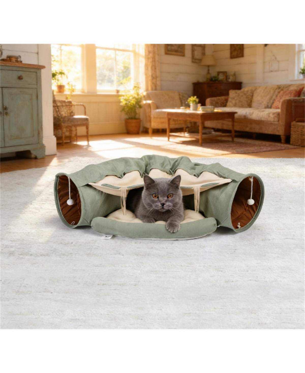 Click here for Zeus & Ruta Cat Tunnel Bed with Cushioned Nest and... prices