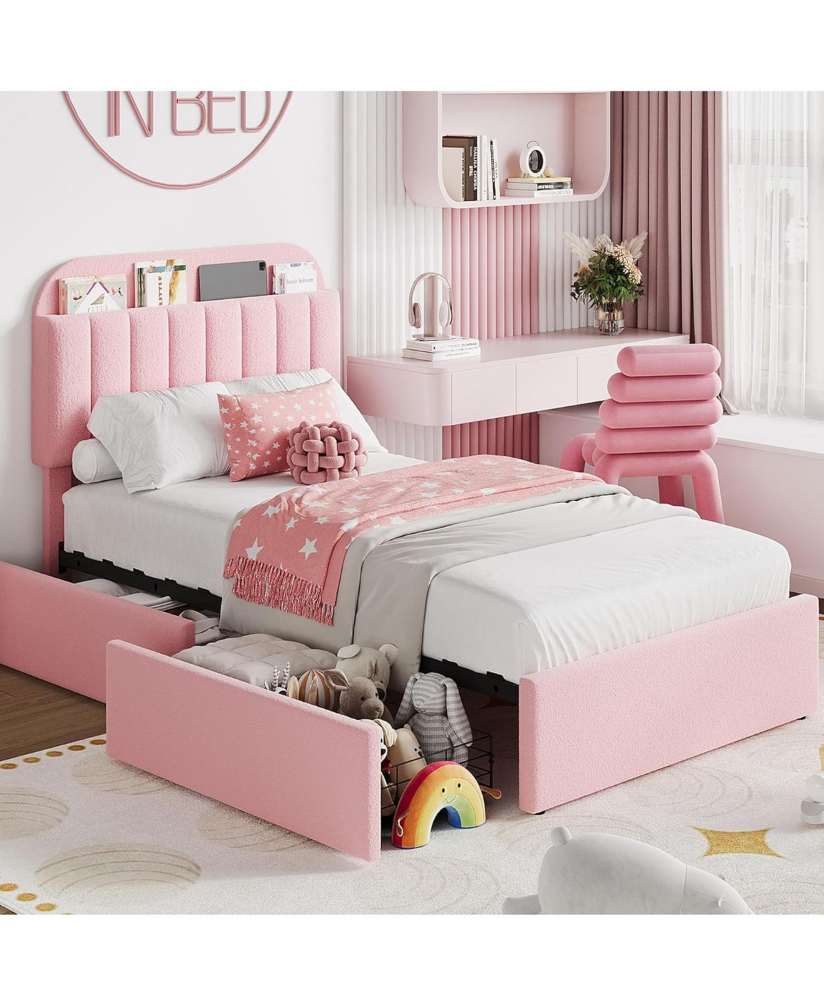 Click here for gaomon Full Boucle Upholstered Bed for Girls  Stor... prices