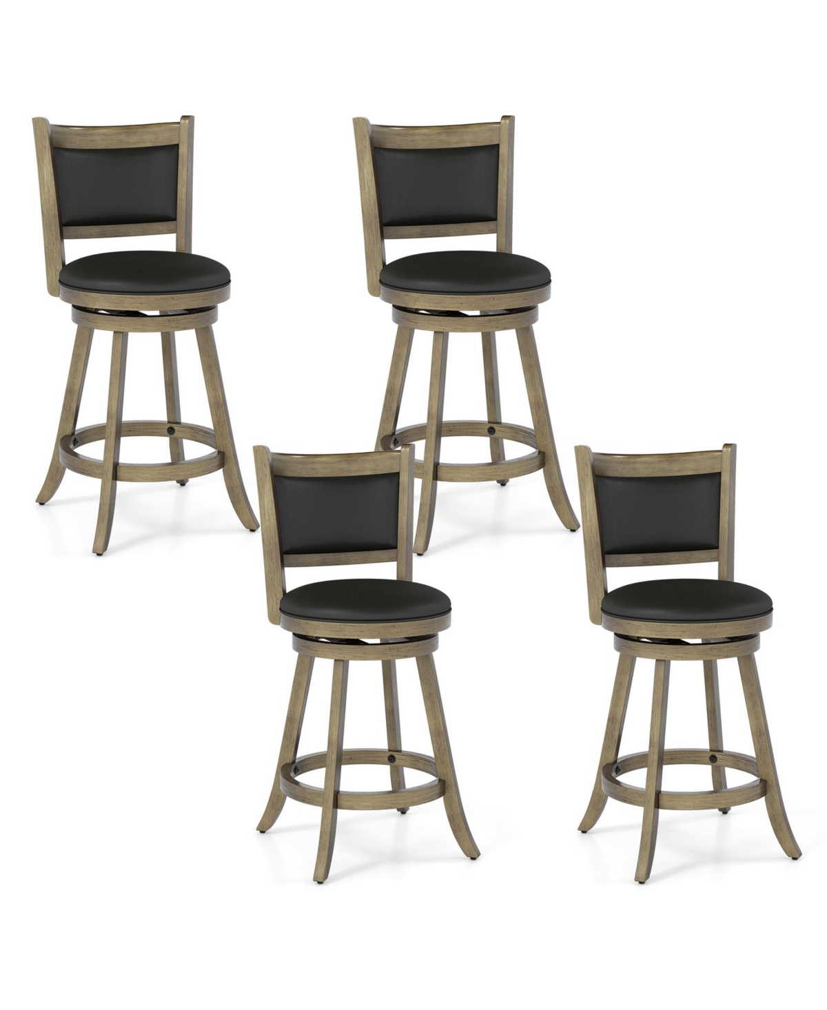 Click here for Gymax Swivel Bar Stools w/ Solid Rubber Wood Frame... prices