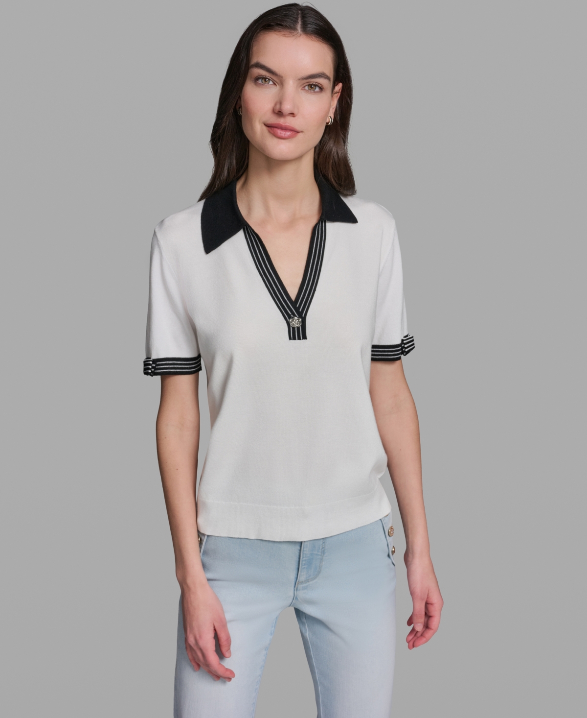 Click here for Karl Lagerfeld Paris Womens Johnny Collar Sweater... prices