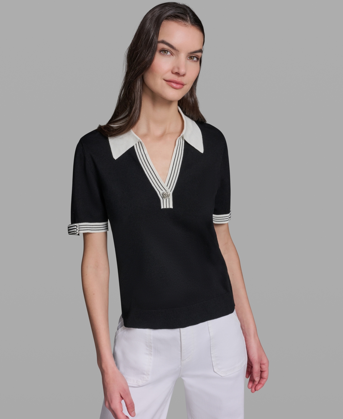 Click here for Karl Lagerfeld Paris Womens Johnny Collar Sweater... prices