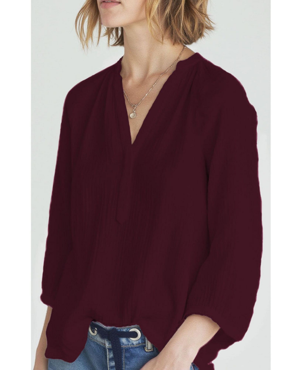 Click here for Ocean+Main Womens Ocean+Main Gauze Top - Burgundy prices