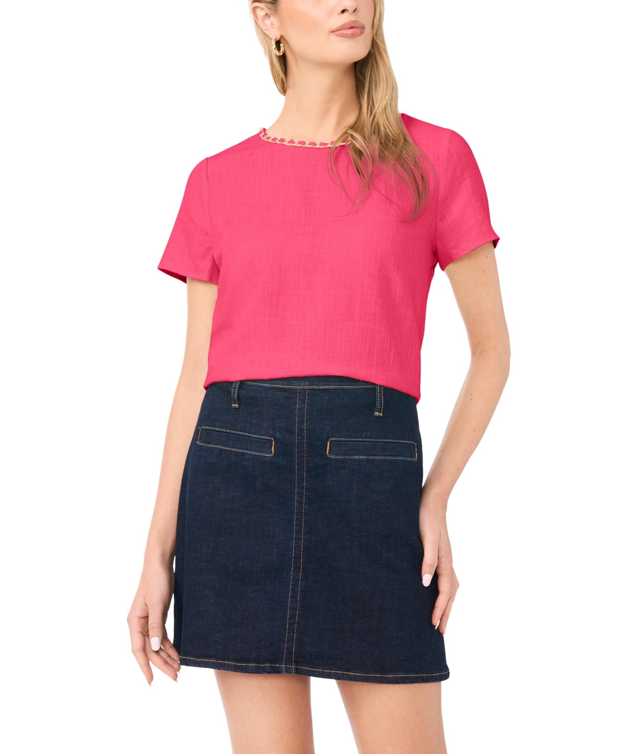 Click here for Vince Camuto Womens Crewneck Short-Sleeve Top - Ra... prices