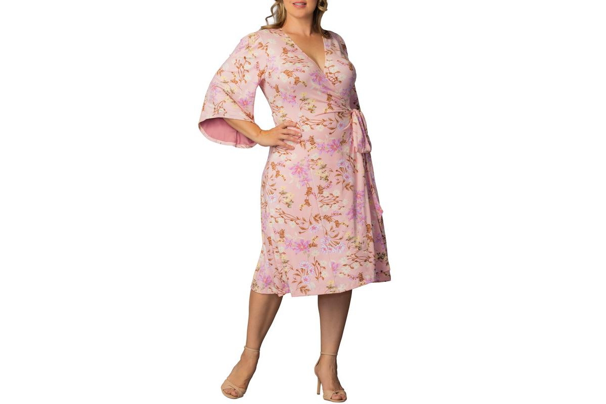 Click here for Kiyonna Plus Size Gemini Wrap Dress with Contrast... prices