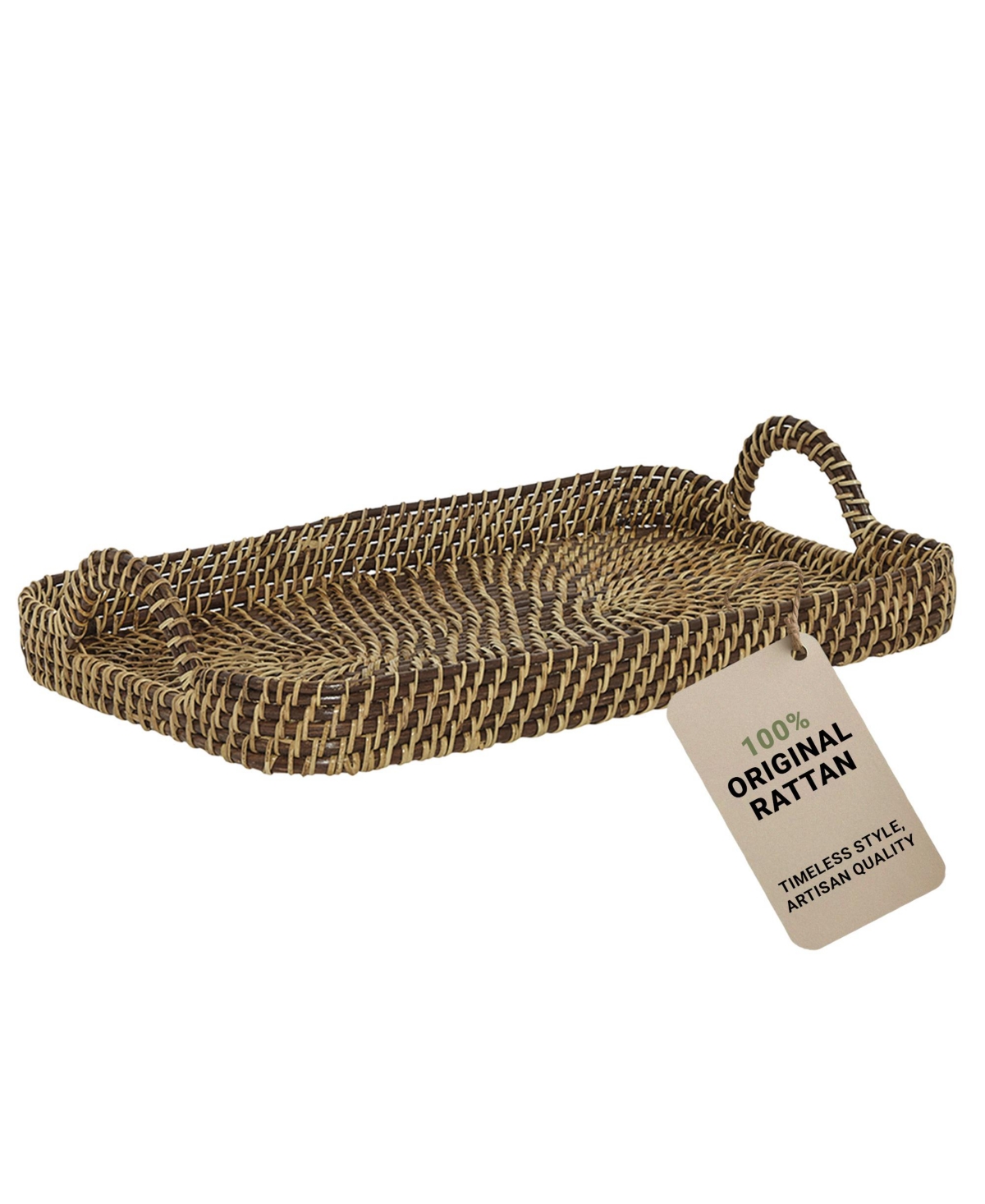 Click here for Wicker Village Natural Rattan Serving Tray with Ha... prices