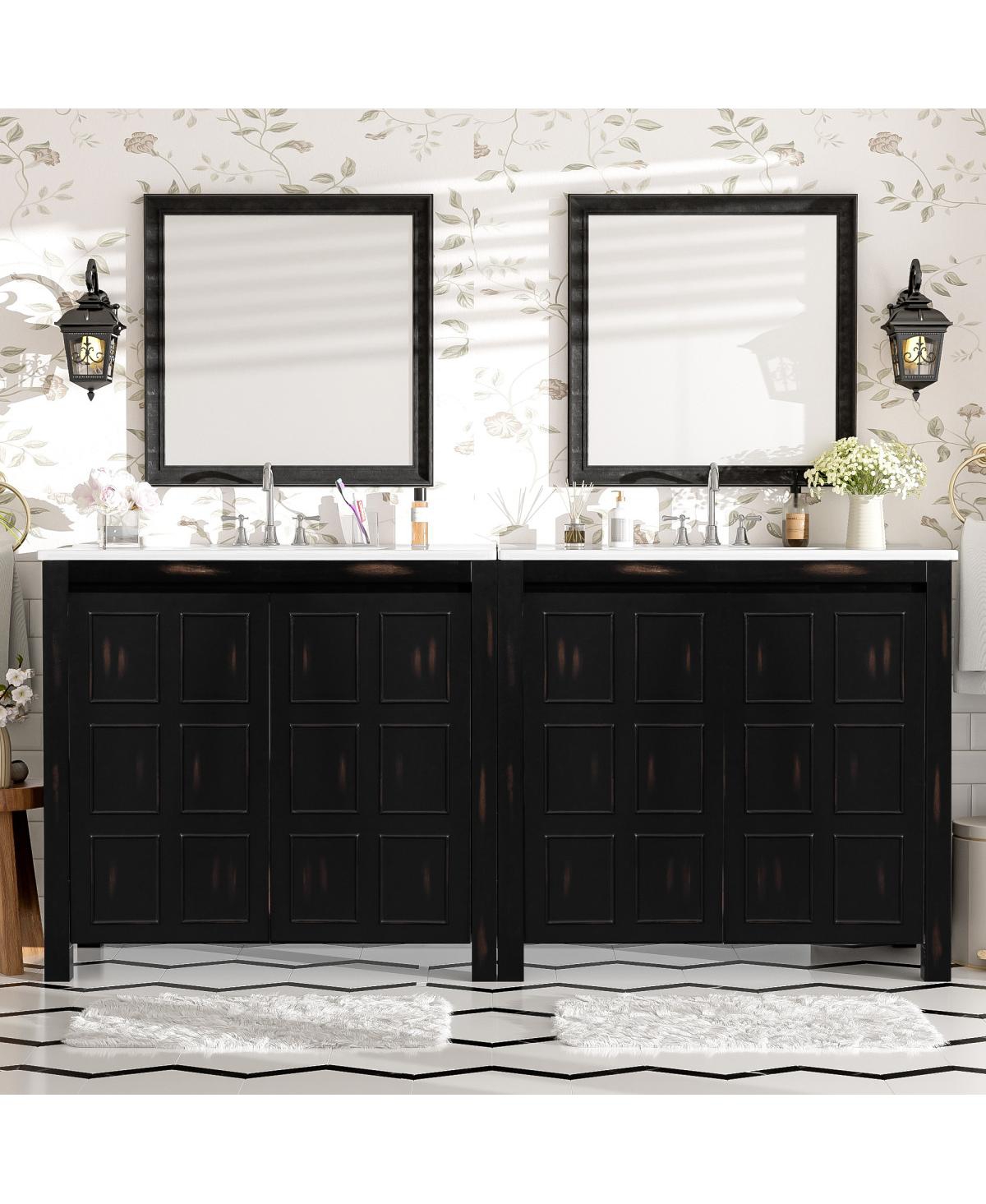 Click here for Sillysis 72 Inch Double Sink Bathroom Vanity  Soli... prices